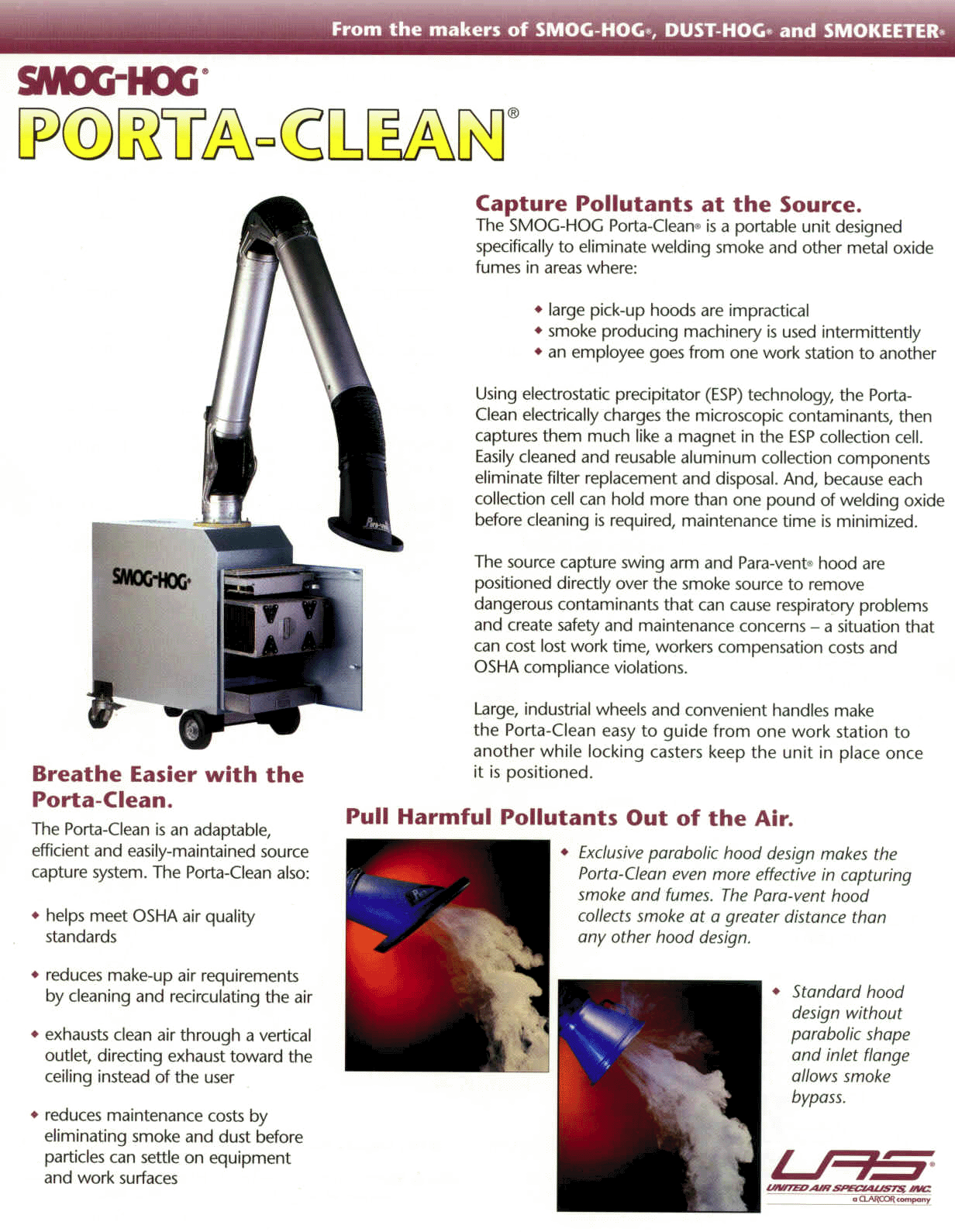 Smog Hog Porta-Clean Brochure in TN, MS, LA and AR | Air Solutions